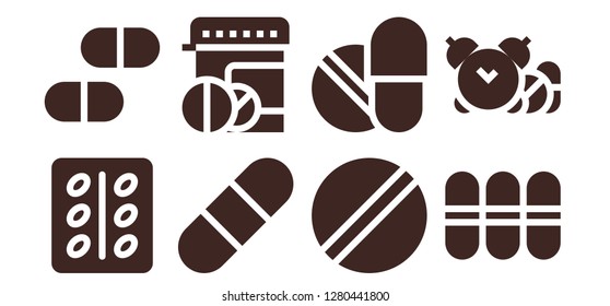 Blister Icon Set 8 Filled Blister Stock Vector (Royalty Free ...