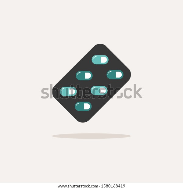 Blister Pack Icon Shadow On Beige Stock Vector (Royalty Free ...