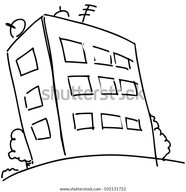 Block Flats Cartoon Style Hand Drawing Stock Vector (Royalty Free ...