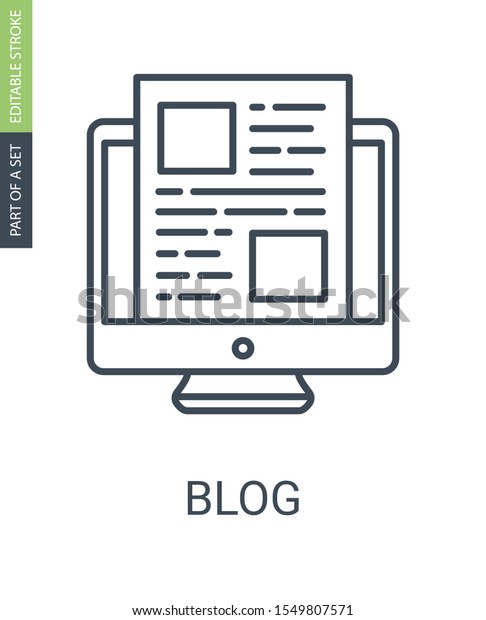 Blog Icon Outline Style Editable Stroke Stock Vector (Royalty Free ...
