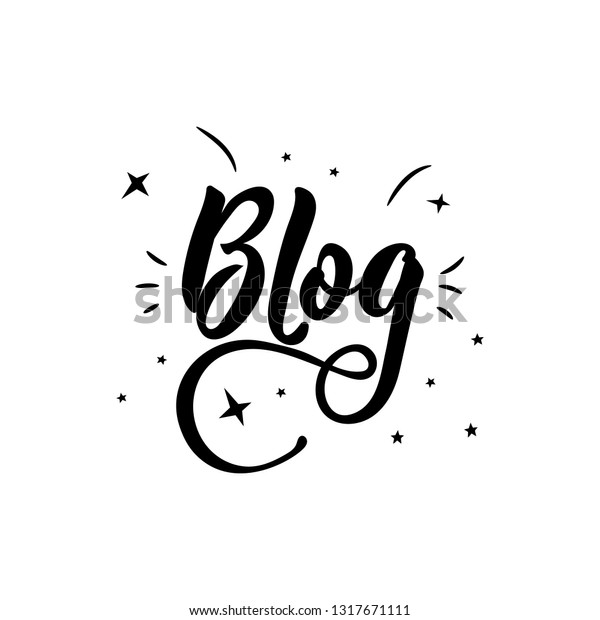 Blog Lettering Modern Calligraphy Vector Illustration 스톡 벡터(로열티 프리 ...