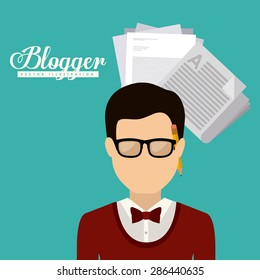 Blogger Design Over Blue Background Vector Stock Vector (Royalty Free ...
