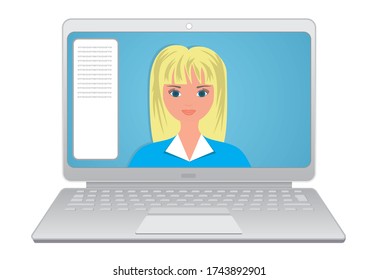 Blond Girl On Computer Screen Vector Stock Vector (Royalty Free ...