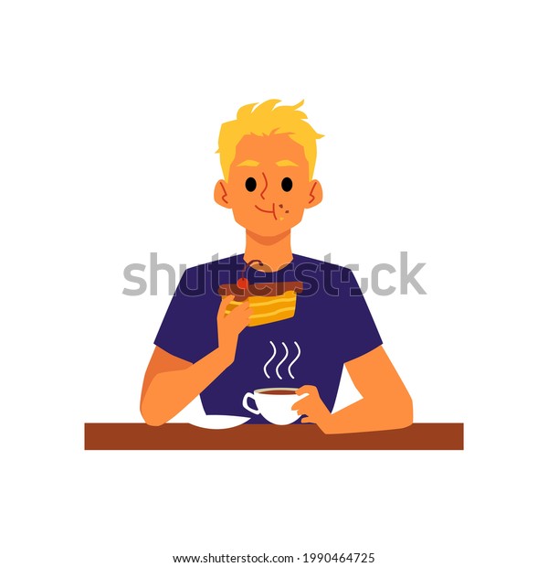 Blonde Man Cartoon Character Drinking Tea Stock Vector (Royalty Free ...