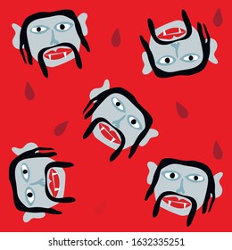 Blood Drop Vampire Head Pattern Stock Vector (Royalty Free) 1632335251 ...
