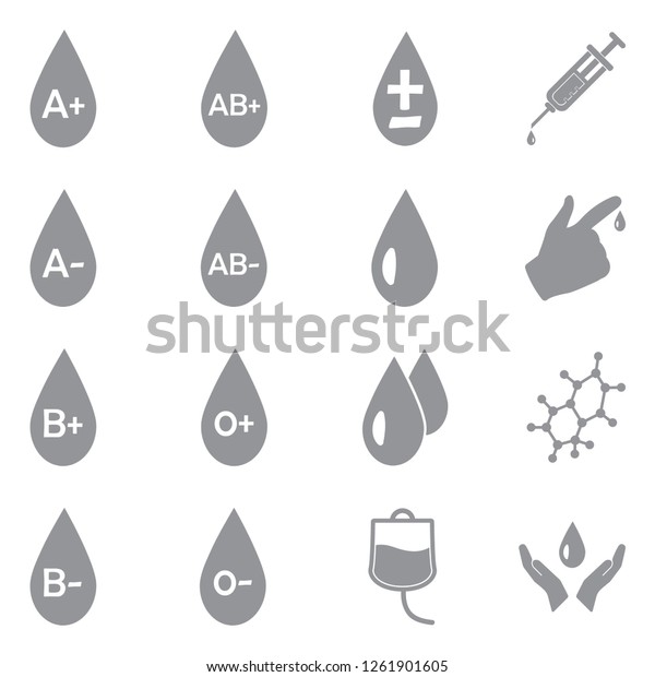 Blood Group Icons Gray Flat Design Stock Vector (Royalty Free ...