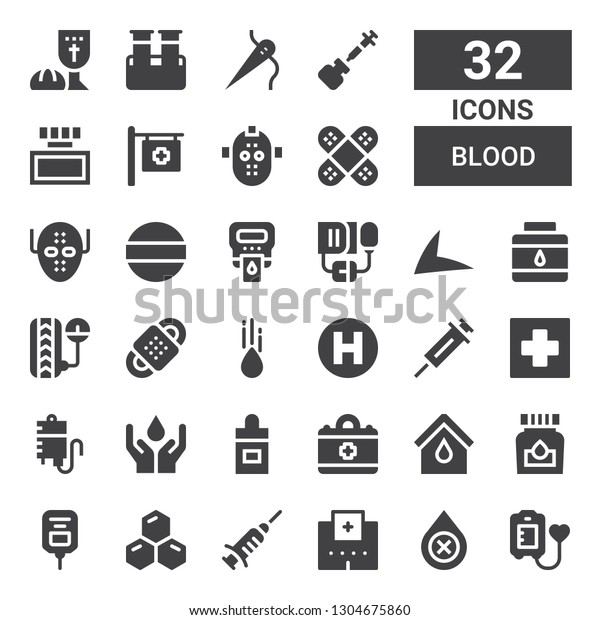 Blood Icon Set Collection 32 Filled Stock Vector (Royalty Free ...