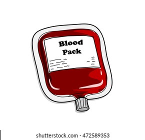 Blood Pack Hand Drawn Vector Illustration Stock Vector (Royalty Free ...