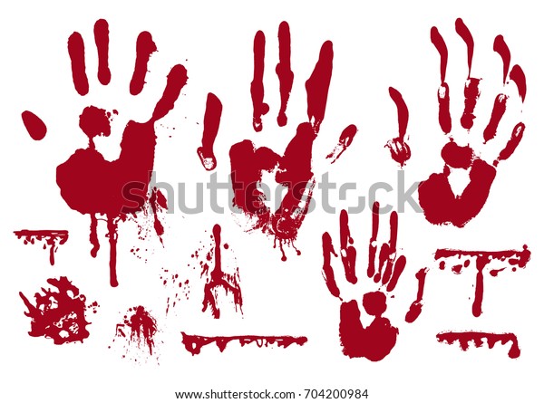 Blood Realistic Marks Hand Dripping Drops Stock Vector (Royalty Free ...