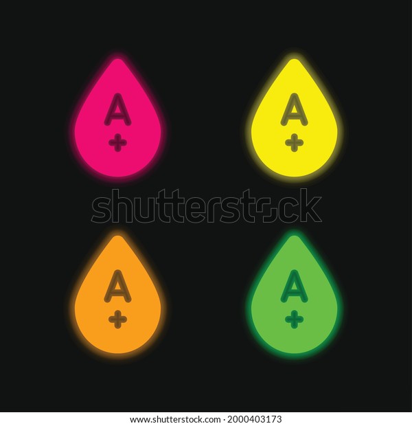 Blood Type Four Color Glowing Neon Stock Vector (Royalty Free ...