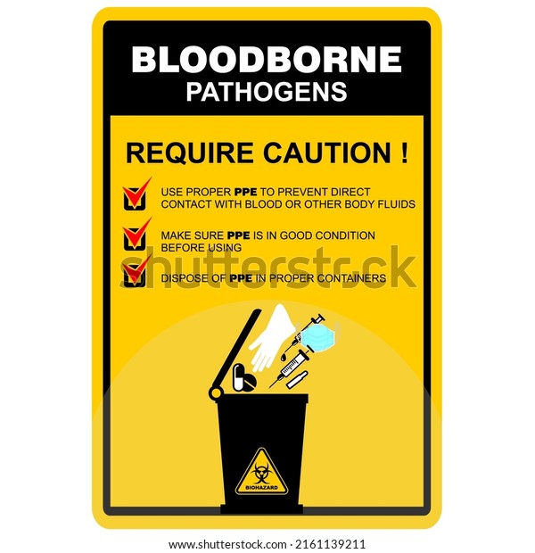 Bloodborne Pathogens Require Caution Poster Vector Stok Vektör ...
