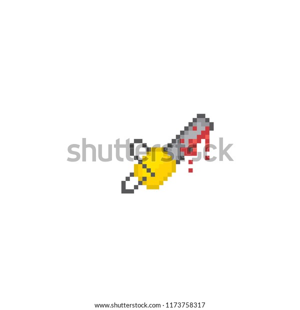Bloody Chainsaw Pixel Art Old School Stock Vector (Royalty Free ...