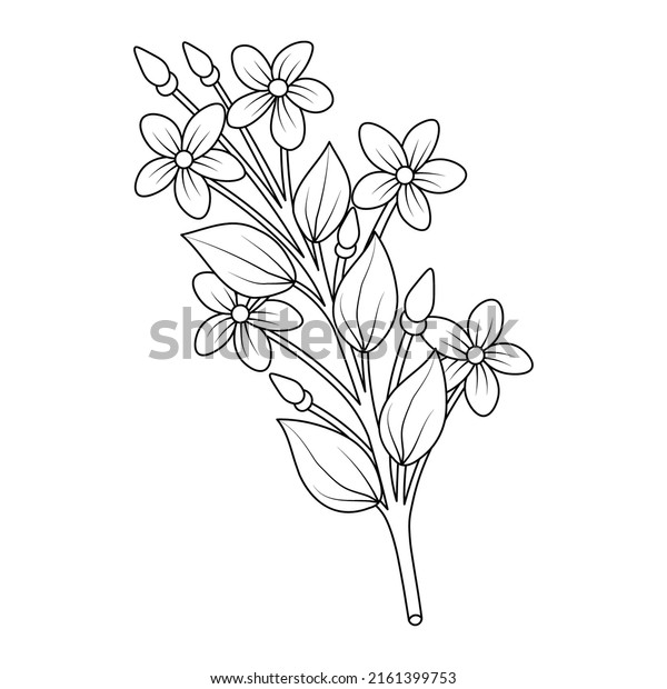 Bloom Flower Bud Illustration Coloring Page Stock Vector (Royalty Free ...