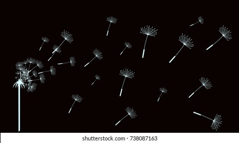 Blowing Dandelion Stock Vector (Royalty Free) 738087163 | Shutterstock