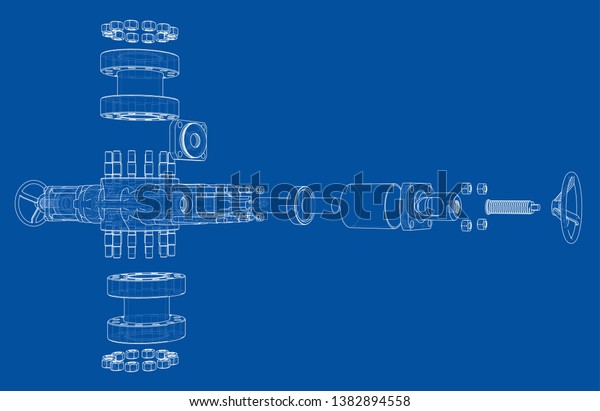 Blowout Preventer Wire Frame Style Vector Stock Vector (Royalty Free ...