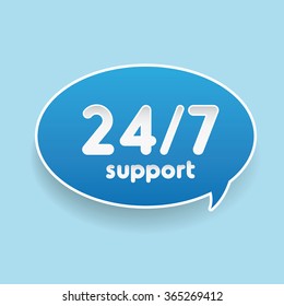 Blue 247 Support Label Speech Bubble Stock Vector (Royalty Free ...