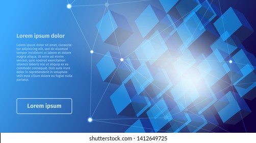 Blue 3d Banner Flyer Plexus Effect Stock Vector (Royalty Free ...