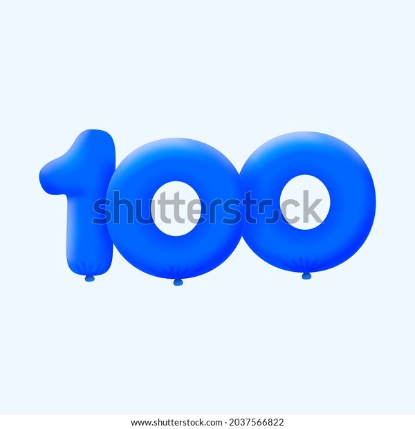 Blue 3d Number 100 Balloon Realistic Stock Vector (Royalty Free ...