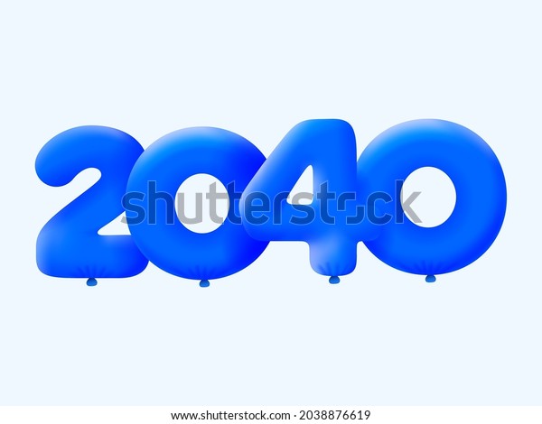 Blue 3d Number 2040 Balloon Realistic Stock Vector (Royalty Free ...