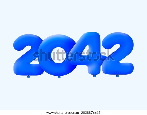 Blue 3d Number 2042 Balloon Realistic Stock Vector (Royalty Free ...