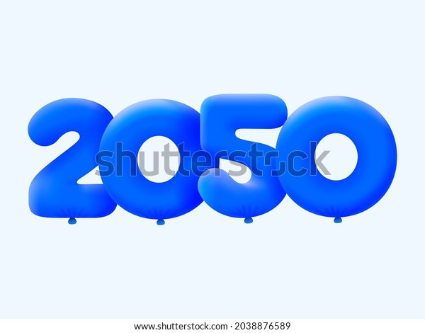 Blue 3d Number 2050 Balloon Realistic Stock Vector (Royalty Free ...