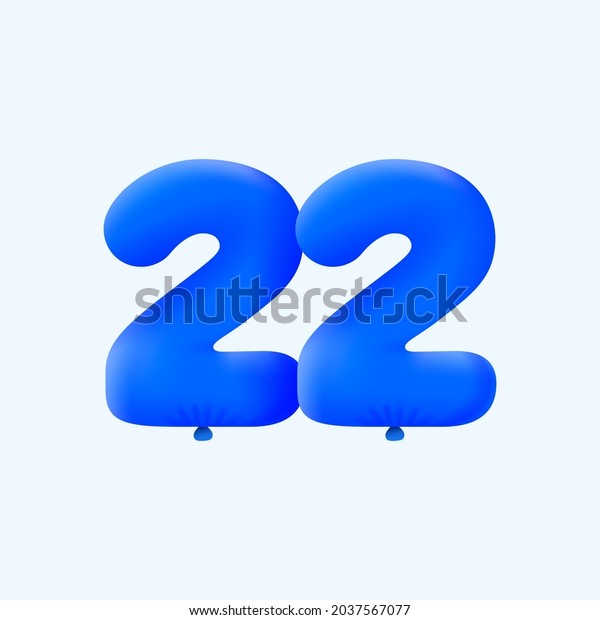 Blue 3d Number 22 Balloon Realistic Stock Vector (Royalty Free ...