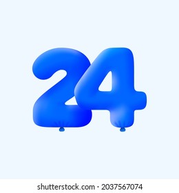 Blue 3d Number 24 Balloon Realistic Stock Vector (Royalty Free ...