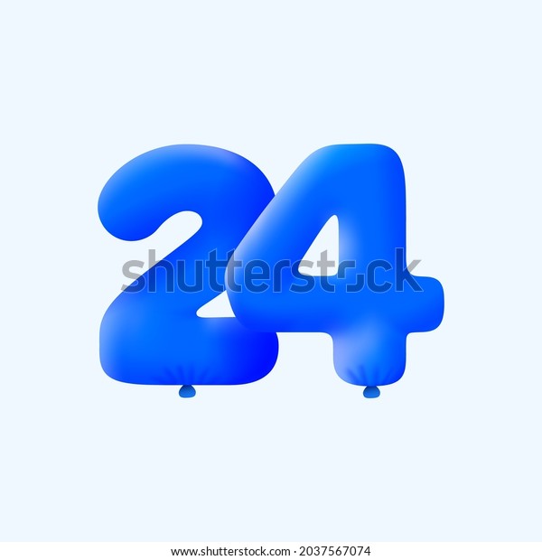 Blue 3d Number 24 Balloon Realistic Stock Vector (Royalty Free ...