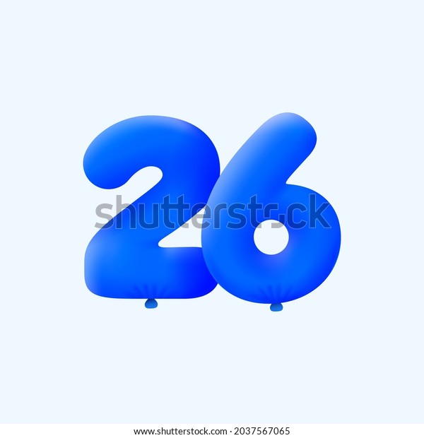Blue 3d Number 26 Balloon Realistic Stock Vector (Royalty Free ...