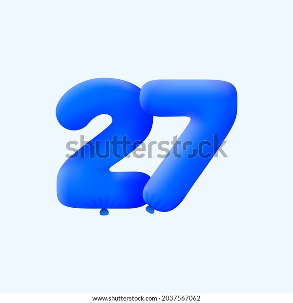 Blue 3d Number 27 Balloon Realistic Stock Vector (Royalty Free ...