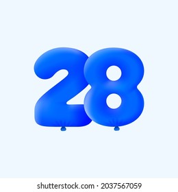 Blue 3d Number 28 Balloon Realistic Stock Vector (Royalty Free ...