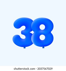 Blue 3d Number 38 Balloon Realistic Stock Vector (Royalty Free ...