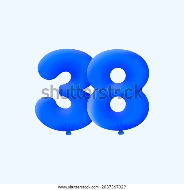 Blue 3d Number 38 Balloon Realistic Stock Vector (Royalty Free ...
