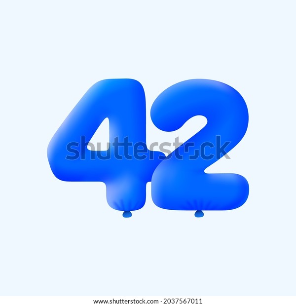 Blue 3d Number 42 Balloon Realistic Stock Vector (Royalty Free ...