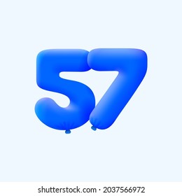 Blue 3d Number 57 Balloon Realistic Stock Vector (Royalty Free ...