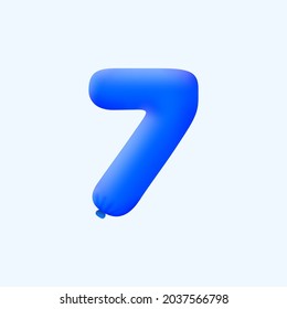 Blue 3d Number 7 Balloon Realistic Stock Vector (Royalty Free ...
