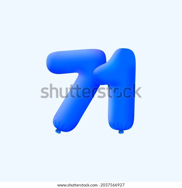 Blue 3d Number 71 Balloon Realistic Stock Vector (Royalty Free ...