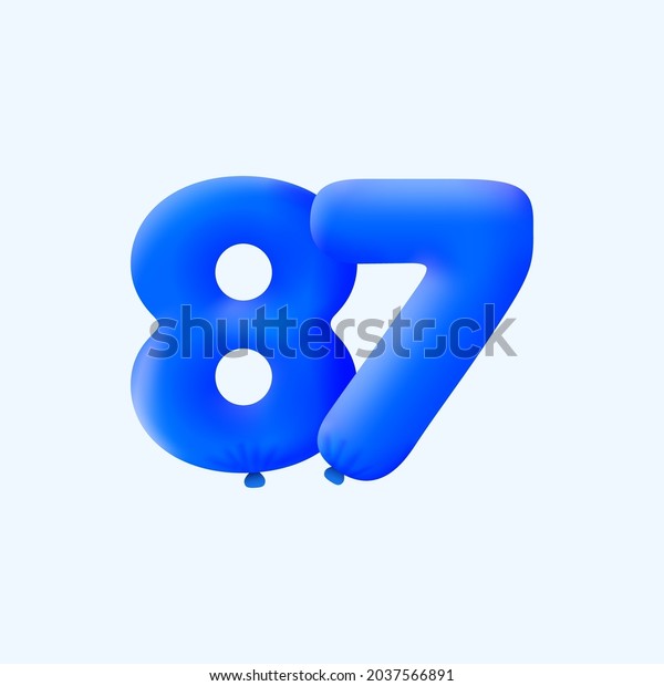 Blue 3d Number 87 Balloon Realistic Stock Vector (Royalty Free ...