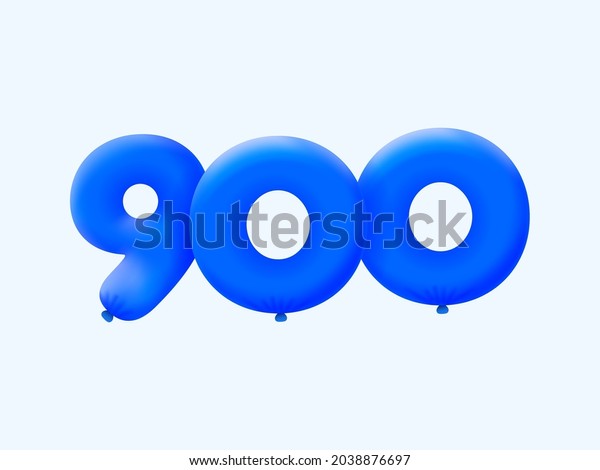 Blue 3d Number 900 Balloon Realistic Stock Vector (Royalty Free ...