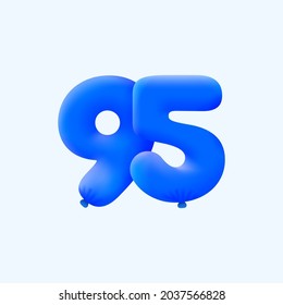 Blue 3d Number 95 Balloon Realistic Stock Vector (Royalty Free ...