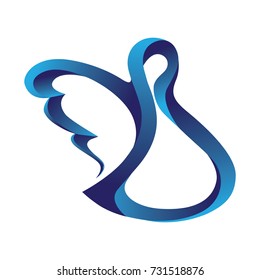 Blue Abstract Angel Logo Stock Vector (Royalty Free) 731518876 ...