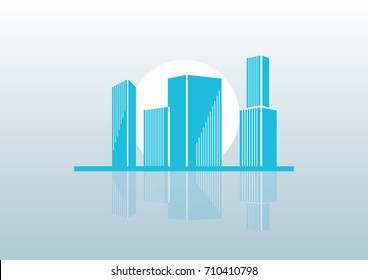 Blue Abstract Cityscape Vector Illustration Minimalistic Stock Vector ...