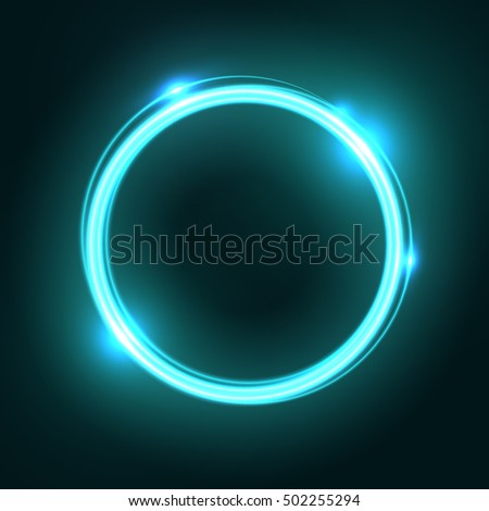 「Blue Abstract Neon Round Shape Glowing」のベクター画像素材（ロイヤリティフリー） 502255294 ...