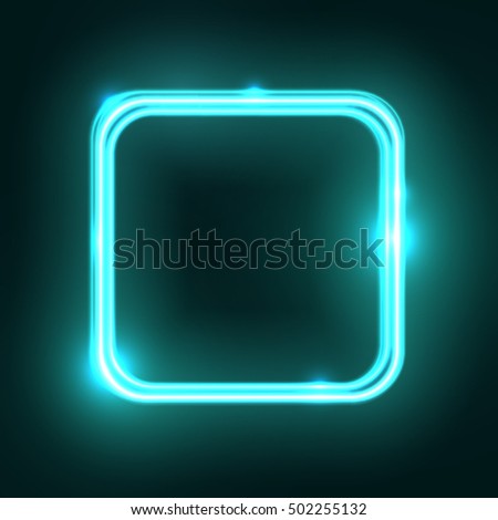 Blue Abstract Neon Square Shape Glowing Stock Vector (Royalty Free ...