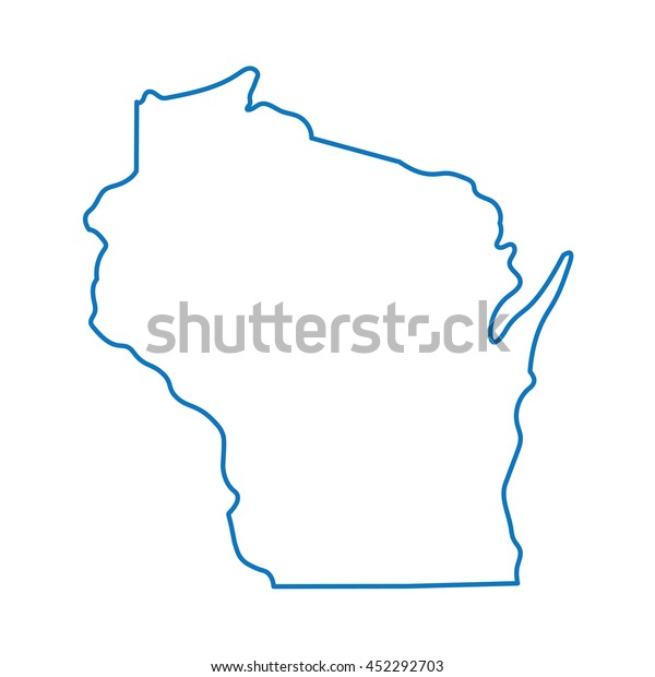 Blue Abstract Outline Wisconsin Map Stock Vector (Royalty Free) 452292703