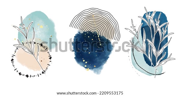 Blue Abstract Shape Circle Painting Background Stock Vector (Royalty ...