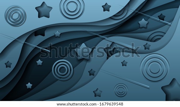 Blue Abstract Space Background Paper Cut Stock Vector (Royalty Free ...