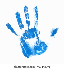 Blue Hand Print Isolated On White Stock Photo (Edit Now) 1702924393 ...