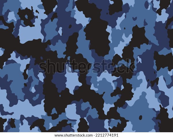 Blue Army Camouflage Pattern Dark Texture Stock Vector (Royalty Free ...