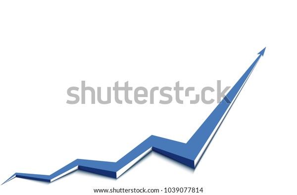 Blue Arrow Graph Goes White Background Stock Vector (Royalty Free ...
